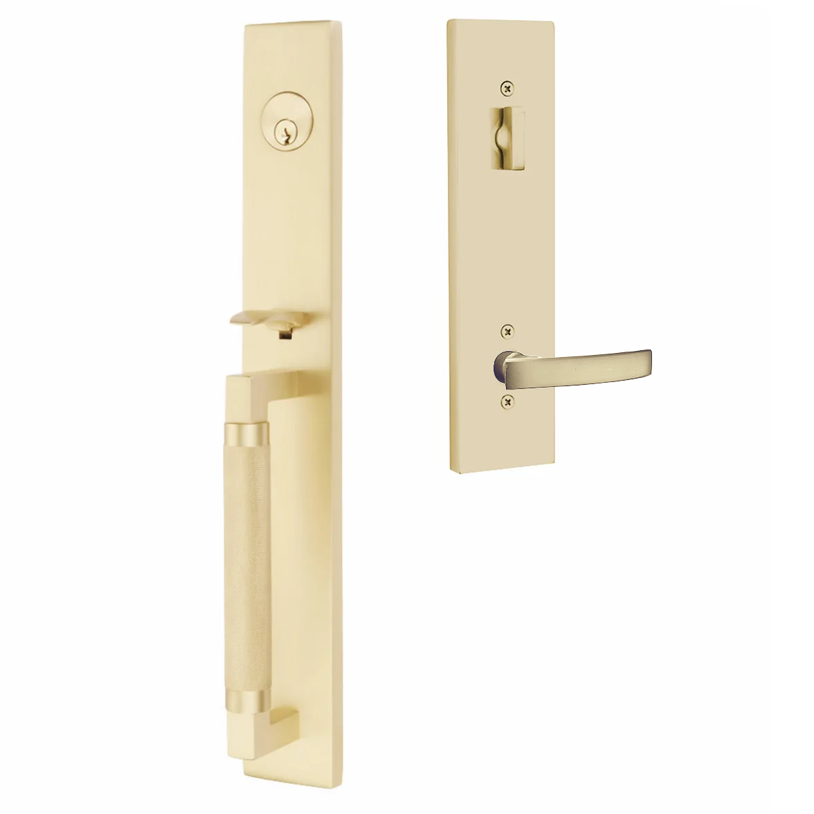 Emtek Hercules Knurled Tubular Entry Set Full Length with Yuma Lever ...